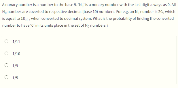 Solved A nonary number is a number to the base 9 . ' N0 ' is | Chegg.com