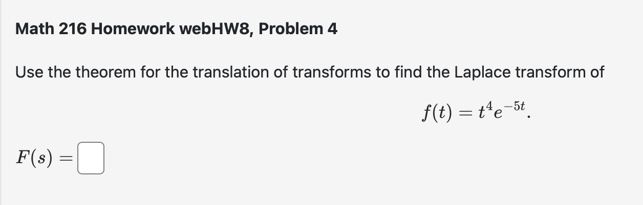 Solved Use the theorem for the translation of transforms to | Chegg.com