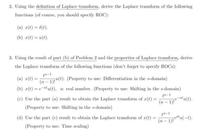 Solved 2. Using the definition of Laplace transform, derive | Chegg.com
