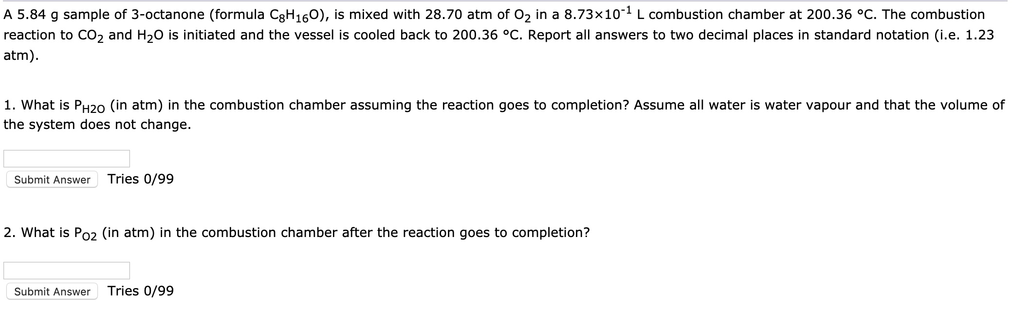 Solved A 5.84 g sample of 3-octanone (formula C3H160), is | Chegg.com