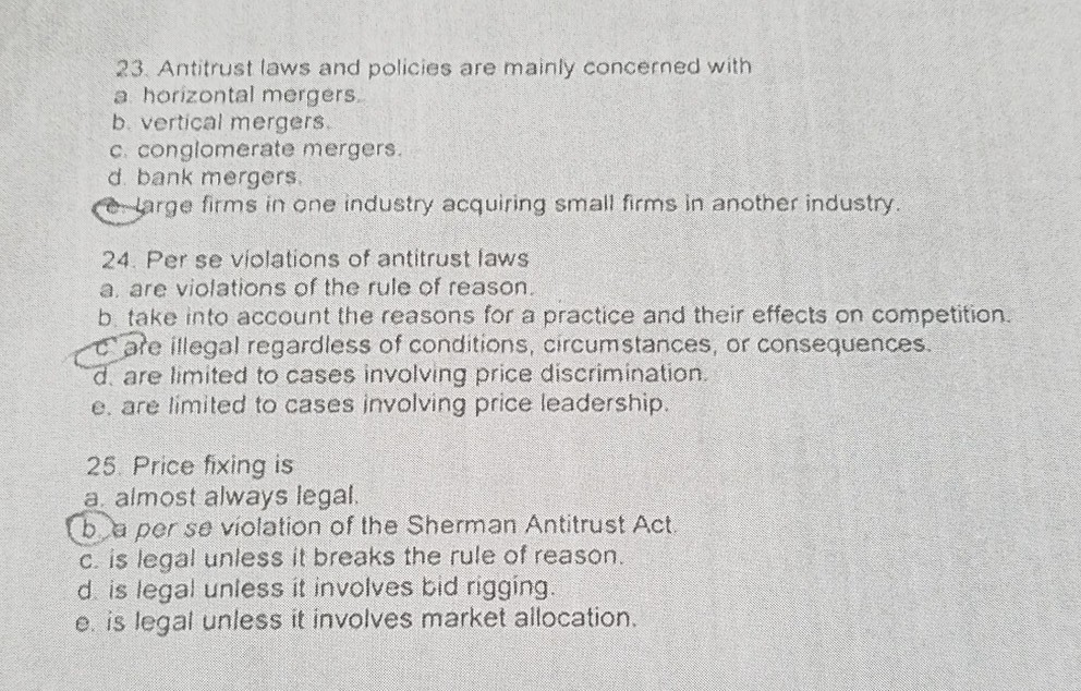 Solved 23. Antitrust laws and policies are mainly concerned | Chegg.com