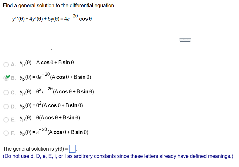 Solved Find a general solution to the differential equation. | Chegg.com