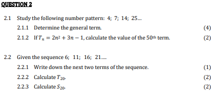 Solved 2.1 Study the following number pattern: 4;7;14;25… | Chegg.com