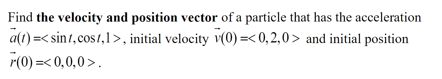Solved Find the velocity and position vector of a particle | Chegg.com