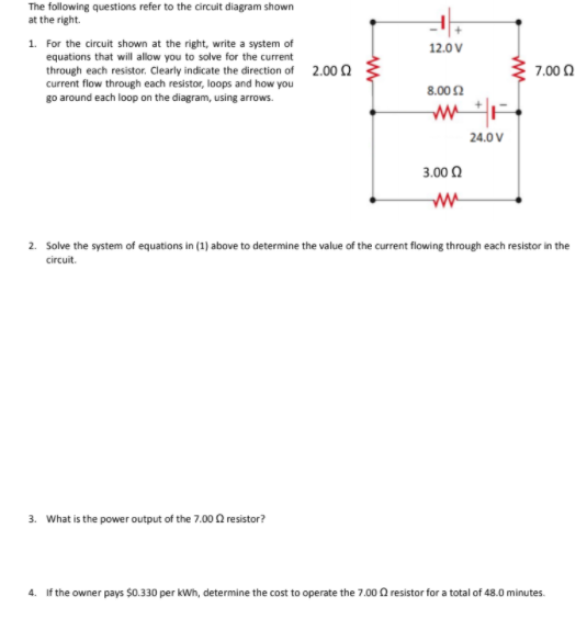 Solved The following questions refer to the circuit diagram | Chegg.com