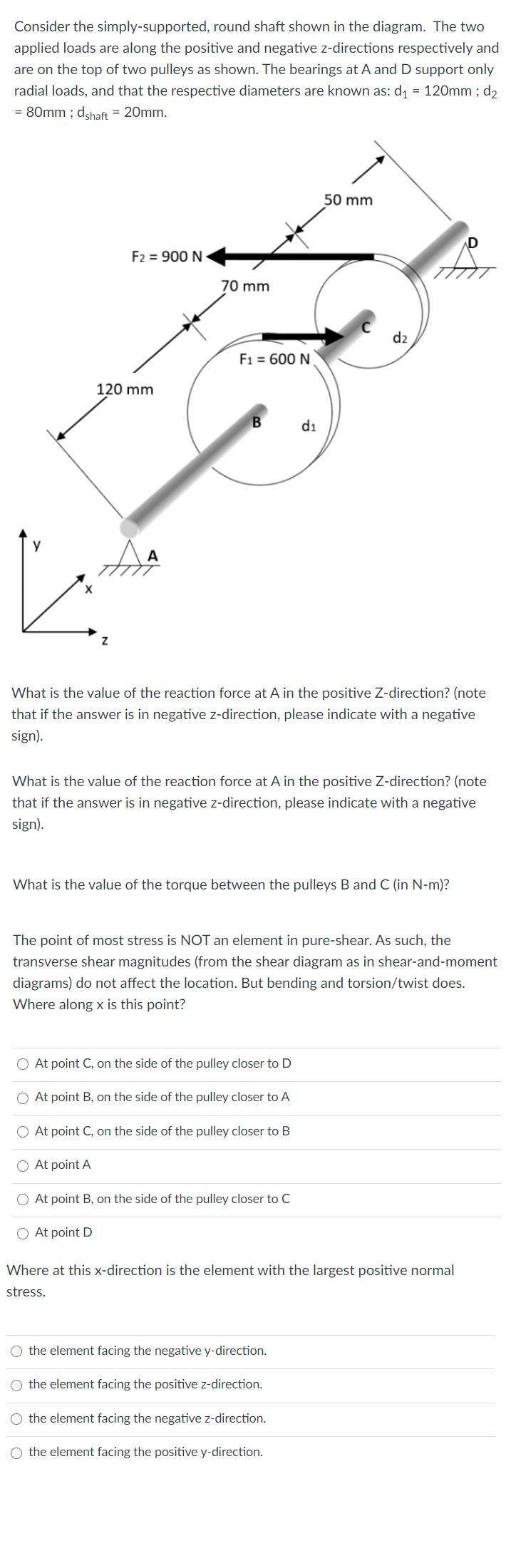 Solved Consider the simply-supported, round shaft shown in | Chegg.com