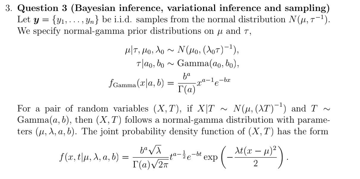 Question 3 Bayesian Inference Variational Inference