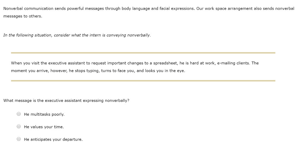 Solved Nonverbal communication sends powerful messages | Chegg.com