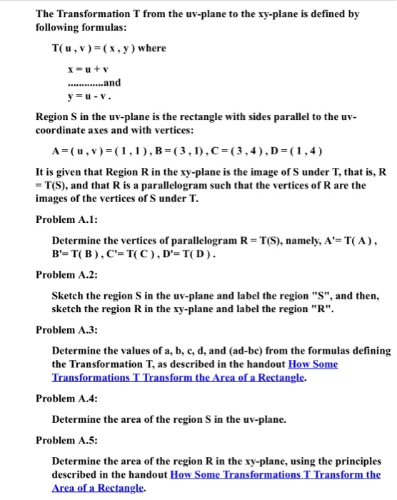 Solved The Transformation T from the uv-plane to the | Chegg.com