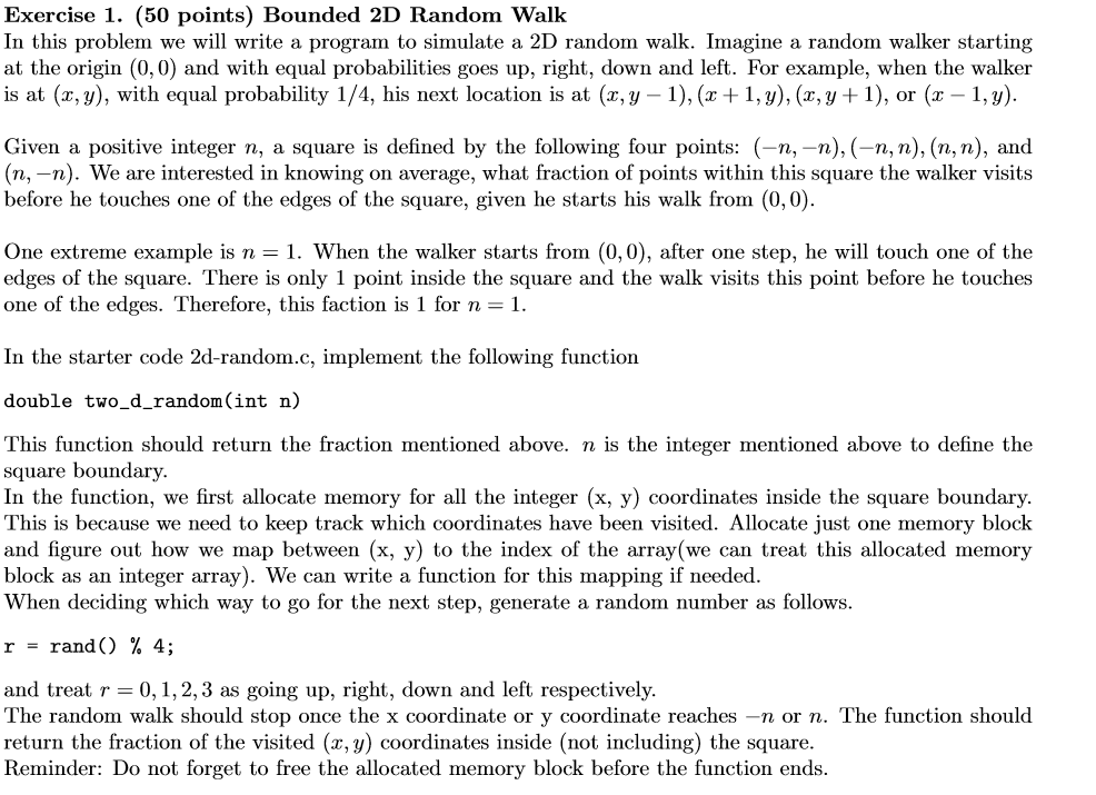 Solved Exercise 1. (50 points) Bounded 2D Random Walk In | Chegg.com Solved Exercise 1. (50 points) Bounded 2D Random Walk In | Chegg.com