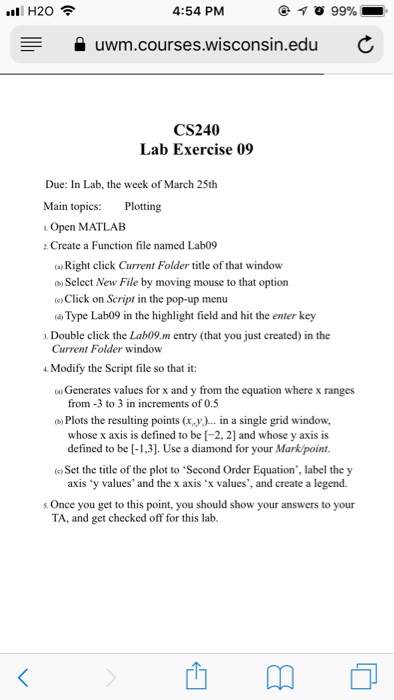 Solved H20? 4:54 PM l uwm.courses.wisconsin.edu C CS240 Lab | Chegg.com