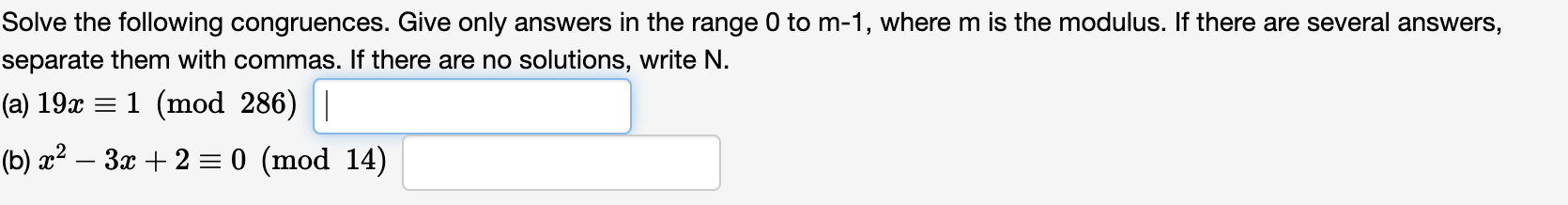 Solved Solve the following congruences. Give only answers in | Chegg.com