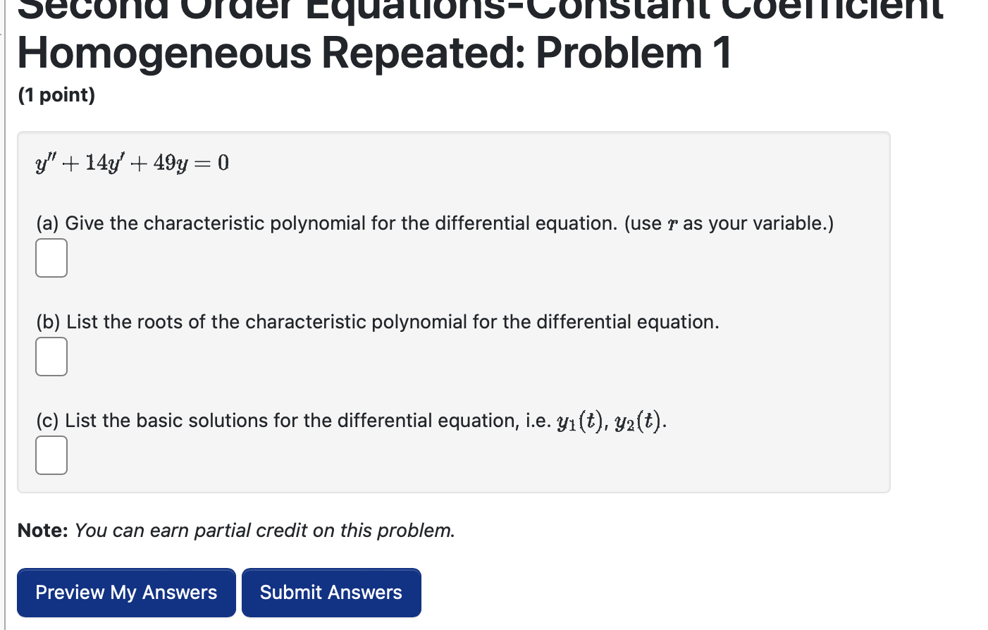 Solved Hom Homogeneous Repeated: Problem 1 (1 point) | Chegg.com