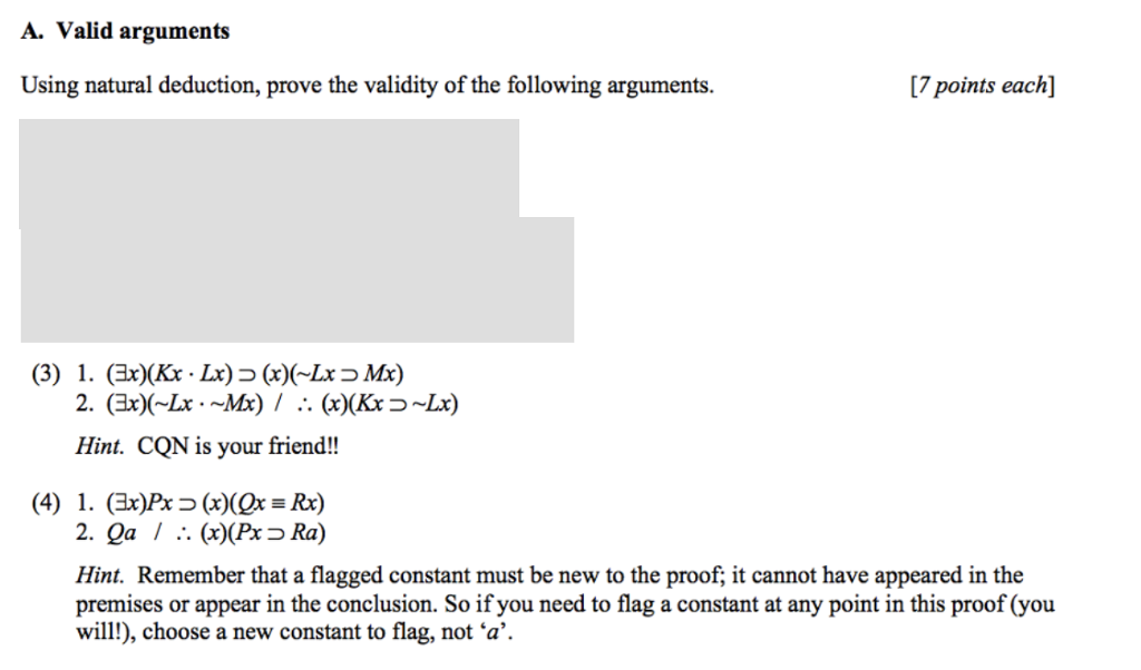 Solved A. Valid arguments Using natural deduction, prove the | Chegg.com