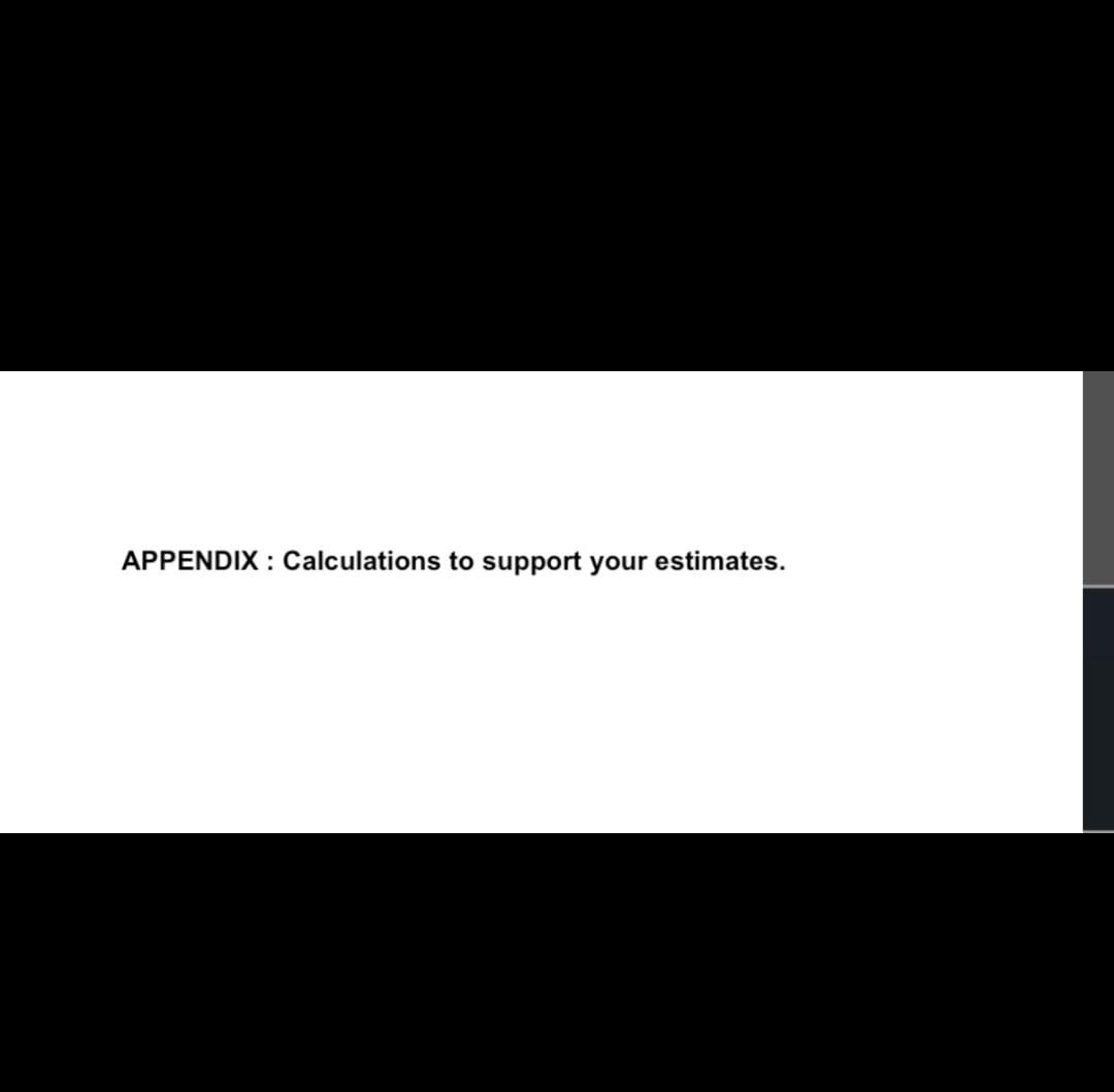 Solved APPENDIX : Calculations to support your estimates. | Chegg.com