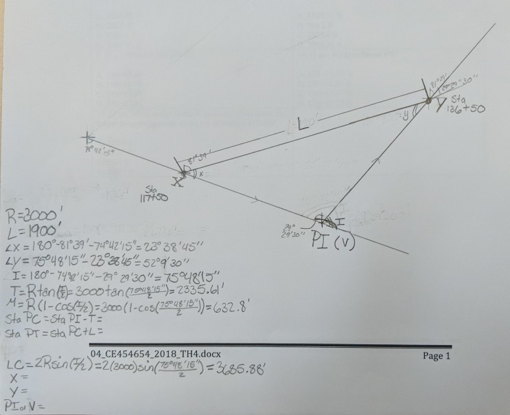 Solved A simple curve is laid out with PI. inaccessible. The | Chegg.com