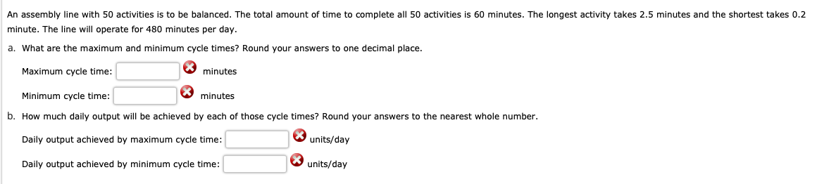 Solved An assembly line with 50 ﻿activities is to be | Chegg.com