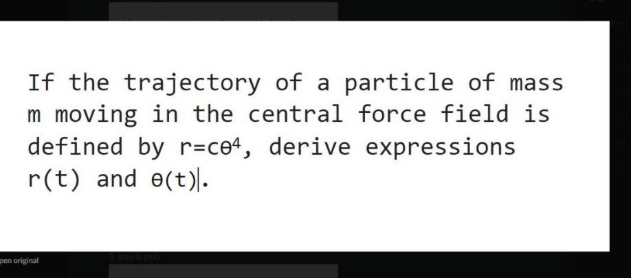 Solved If the trajectory of a particle of mass m moving in | Chegg.com