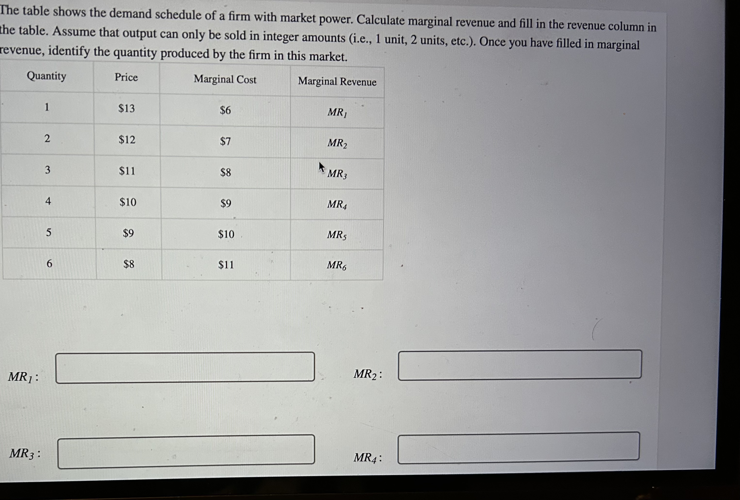 Solved The table shows the demand schedule of a firm with | Chegg.com