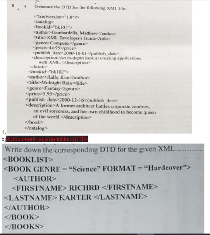 Solved Generate the DTD for the following XML file: | Chegg.com