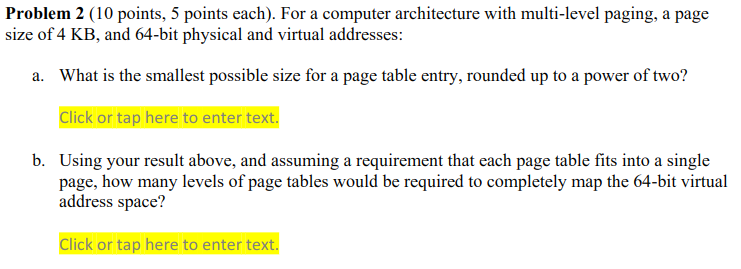 Solved Problem 2 (10 points, 5 points each). For a computer | Chegg.com