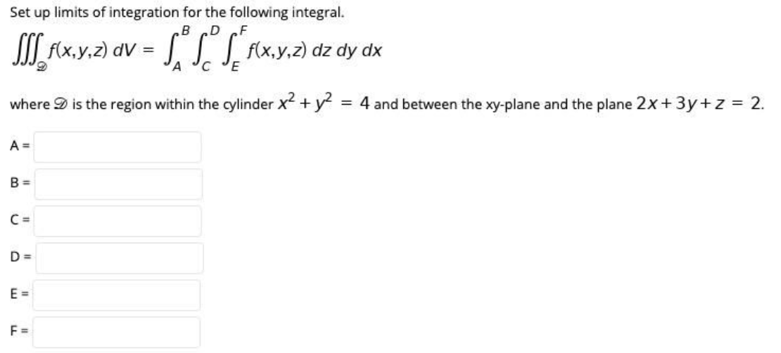 Solved Set up limits of integration for the following | Chegg.com
