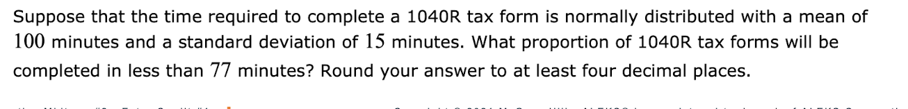 Solved Suppose that the time required to complete a 1040R | Chegg.com