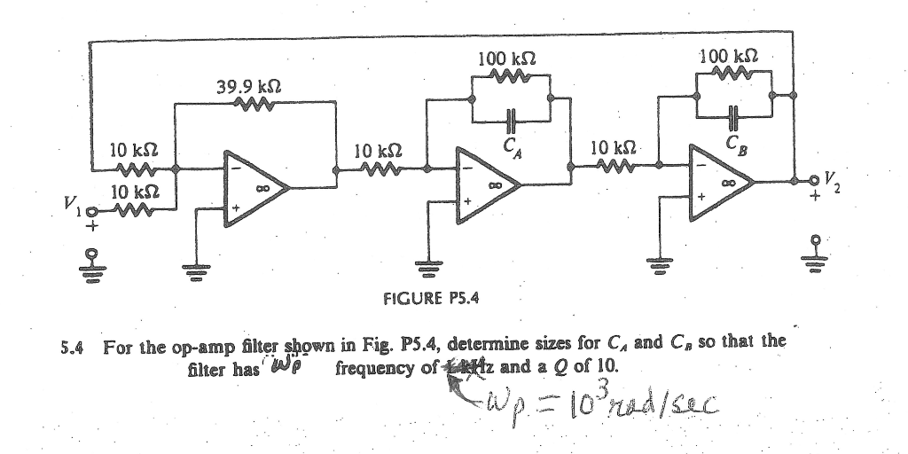 Solved 5.4. For the op-amp filter shown in Fig. P5.4, | Chegg.com
