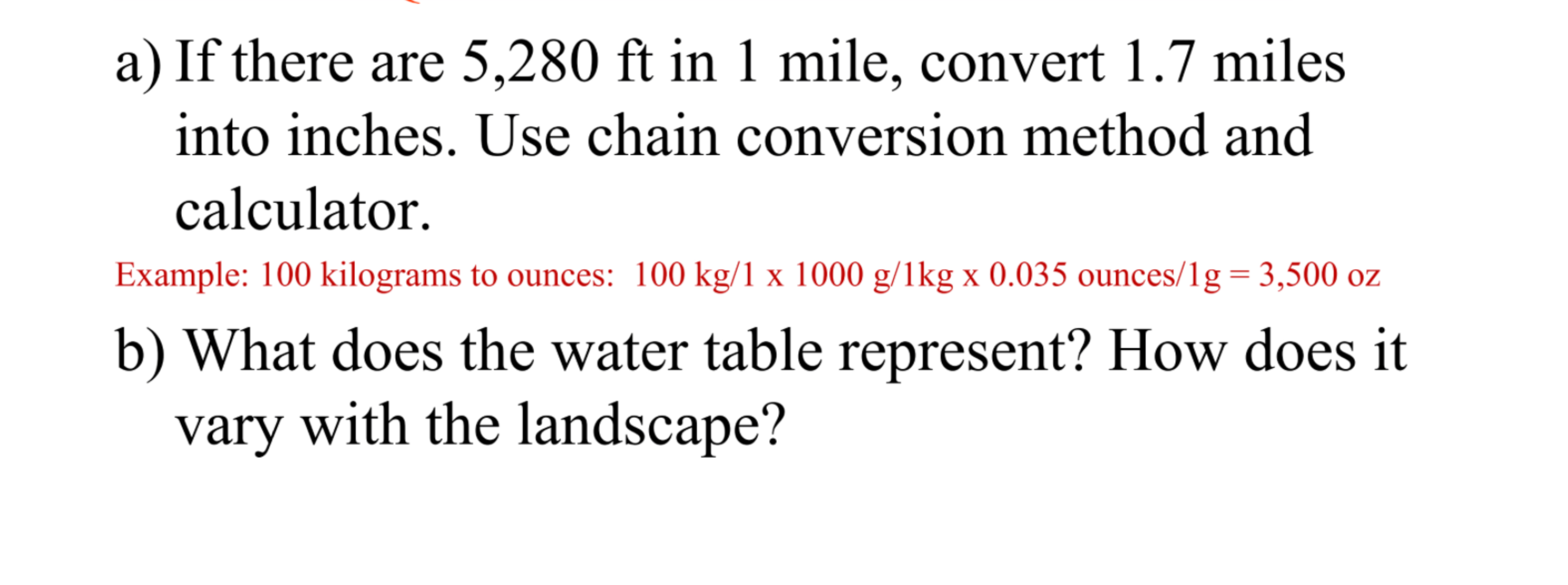 Solved a) ﻿If there are 5,280ft ﻿in 1 ﻿mile, convert 1.7 | Chegg.com