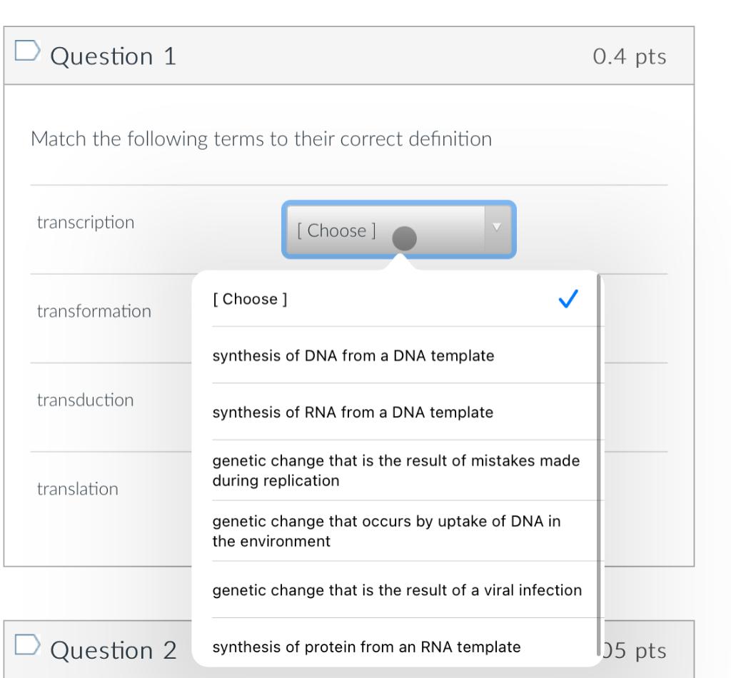 Solved Question 1 Match the following terms to their correct | Chegg.com