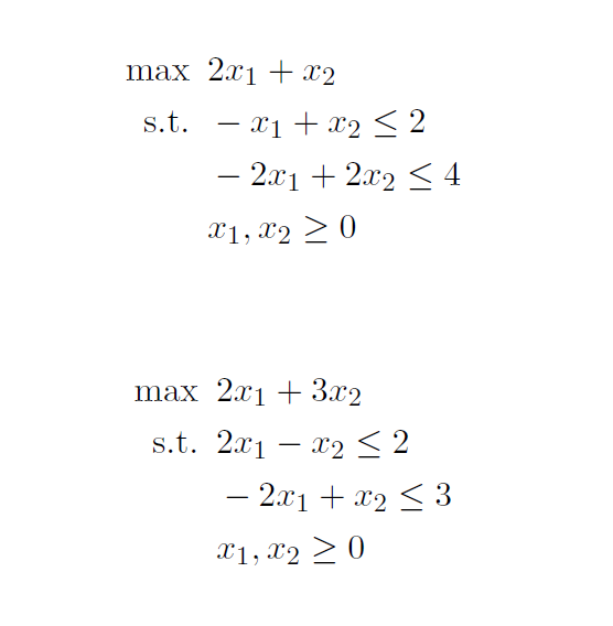 Solved Solve the following LPs using the simplex method. | Chegg.com