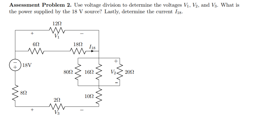 Solved Assessment Problem 2. Use voltage division to | Chegg.com