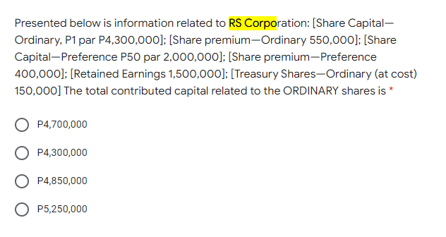 Solved Presented below is information related to RS | Chegg.com