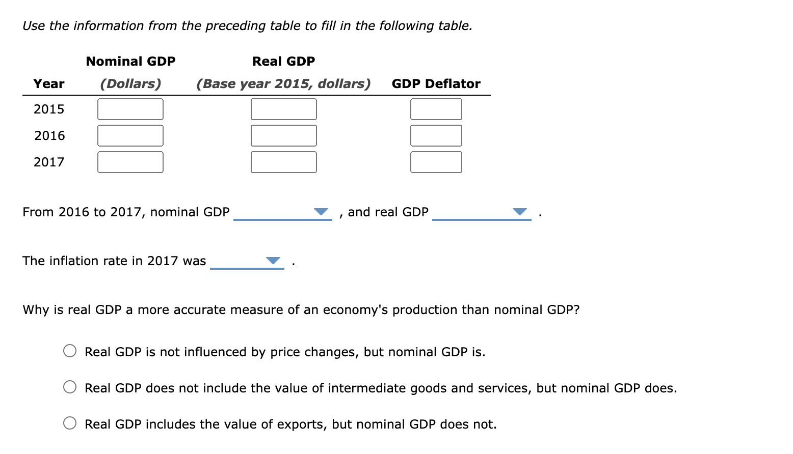 Solved 5. Real versus nominal GDP three-year period. Use | Chegg.com