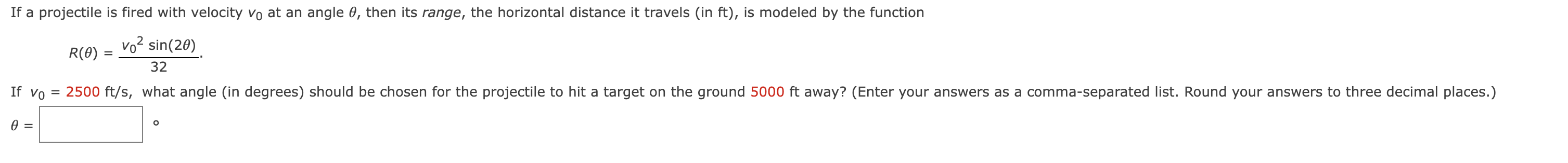 Solved If a projectile is fired with velocity v0 at an angle | Chegg.com