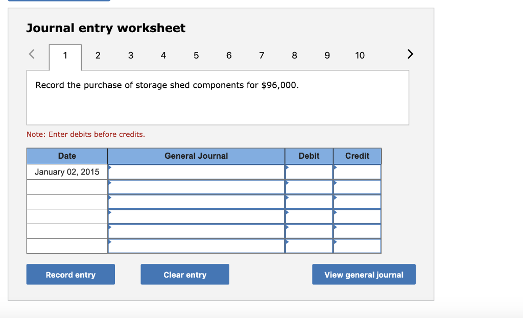 Solved Journal entry worksheet Record the purchase of | Chegg.com