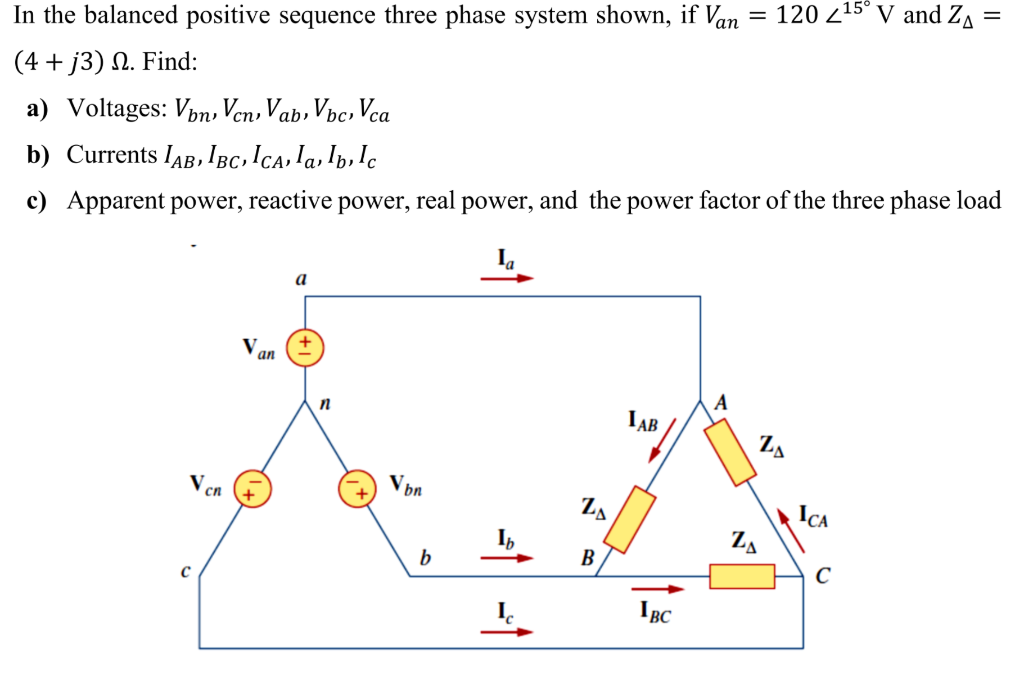 Solved = In the balanced positive sequence three phase | Chegg.com