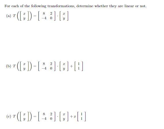 Solved For each of the following transformations, determine | Chegg.com