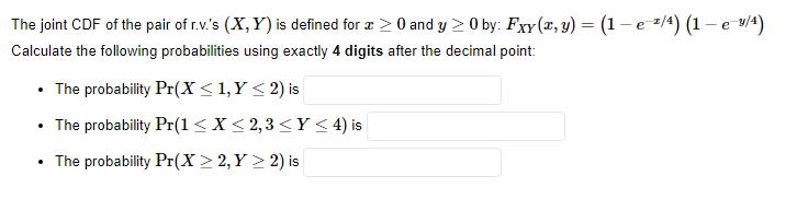 Solved The joint CDF of the pair of r.v.'s (X,Y) is defined | Chegg.com