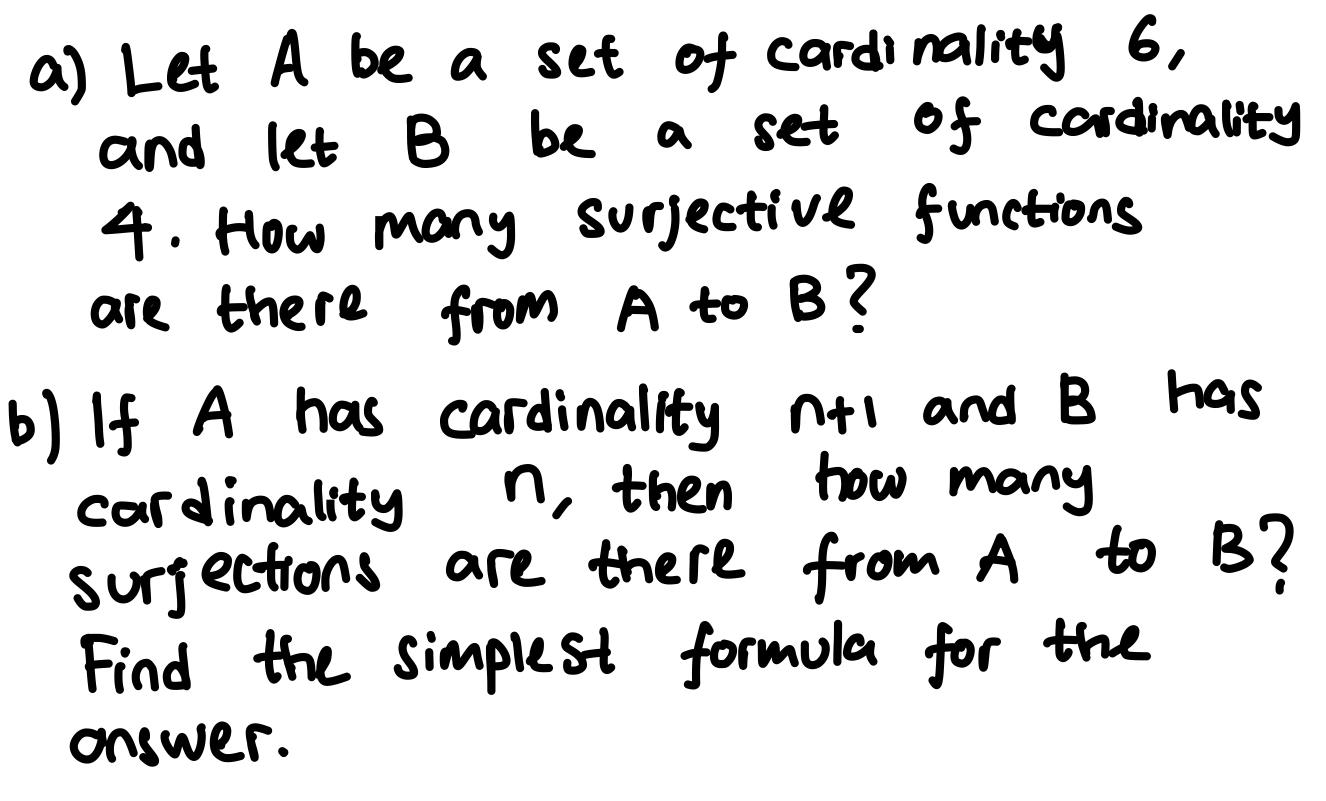 Solved a) Let A be a set of cardinality 6, and let B be a | Chegg.com