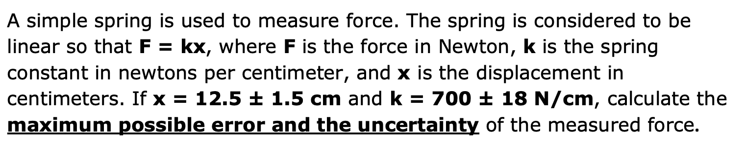 Solved A simple spring is used to measure force. The spring | Chegg.com