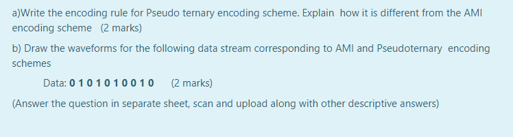 Solved a)Write the encoding rule for Pseudo ternary encoding | Chegg.com