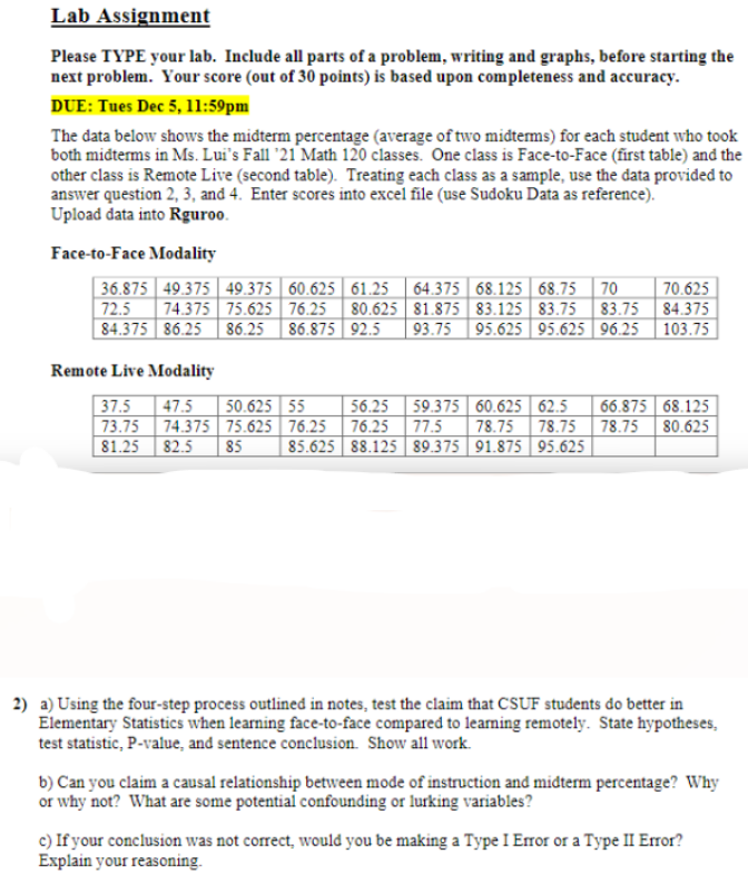 Solved Lab AssignmentPlease TYPE your lab. Include all parts | Chegg.com