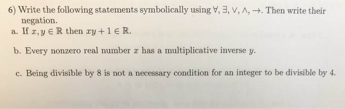 Solved 6 Write The Following Statements Symbolically Using 3659