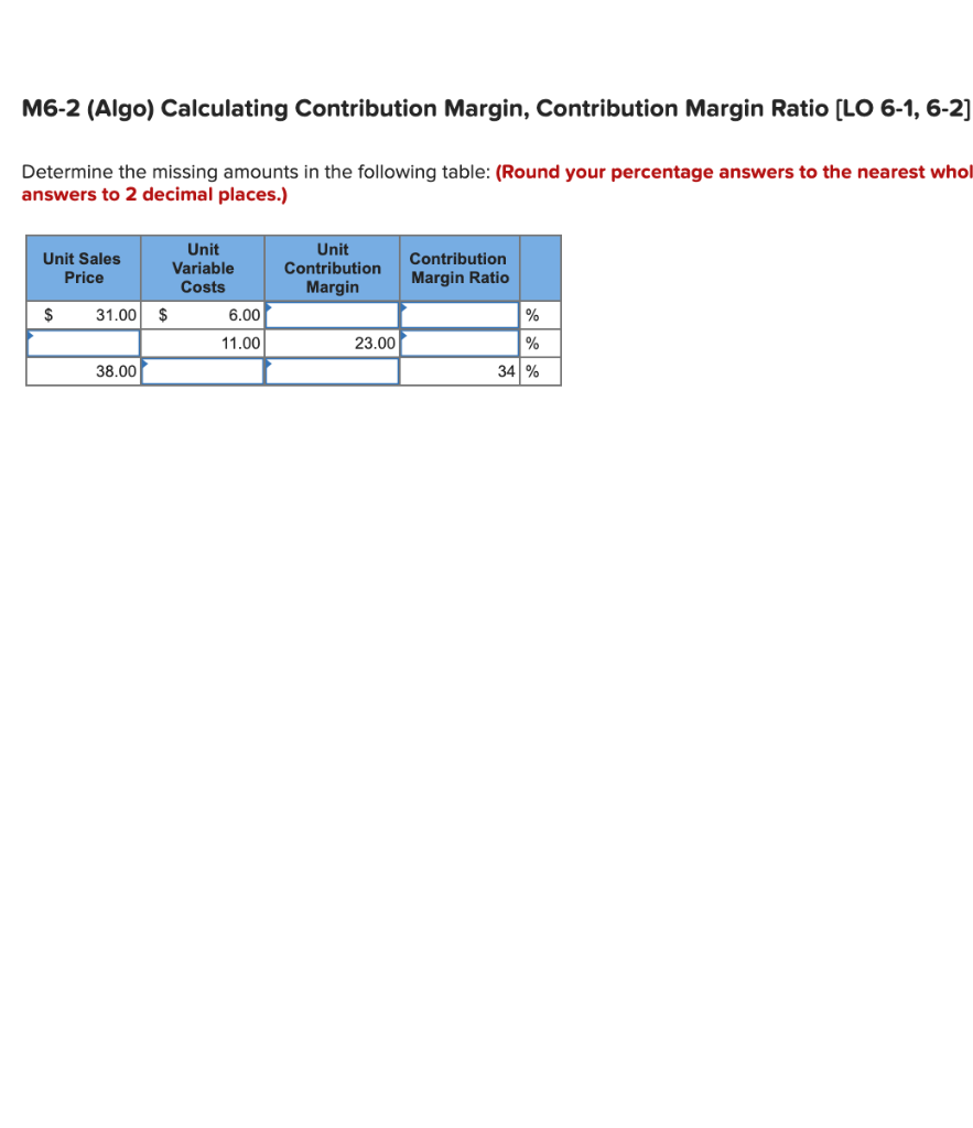 Solved M6-2 (Algo) Calculating Contribution Margin, | Chegg.com