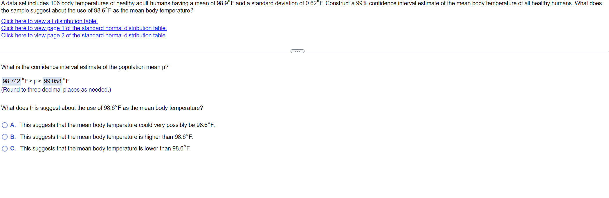 Solved the sample suggest about the use of 98.6°F ﻿as the | Chegg.com