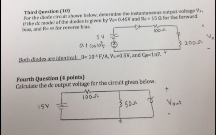 Solved For the diode circuit shown below, determine the | Chegg.com
