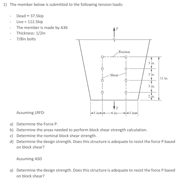 a) Determine the Force P. b) Determine the areas | Chegg.com