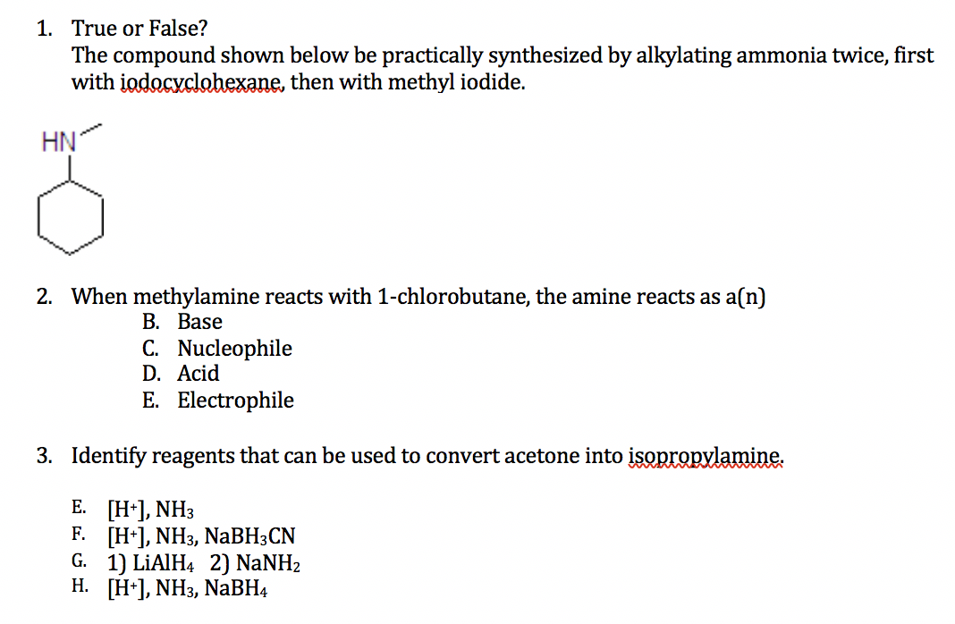Solved 1. True or False? The compound shown below be | Chegg.com