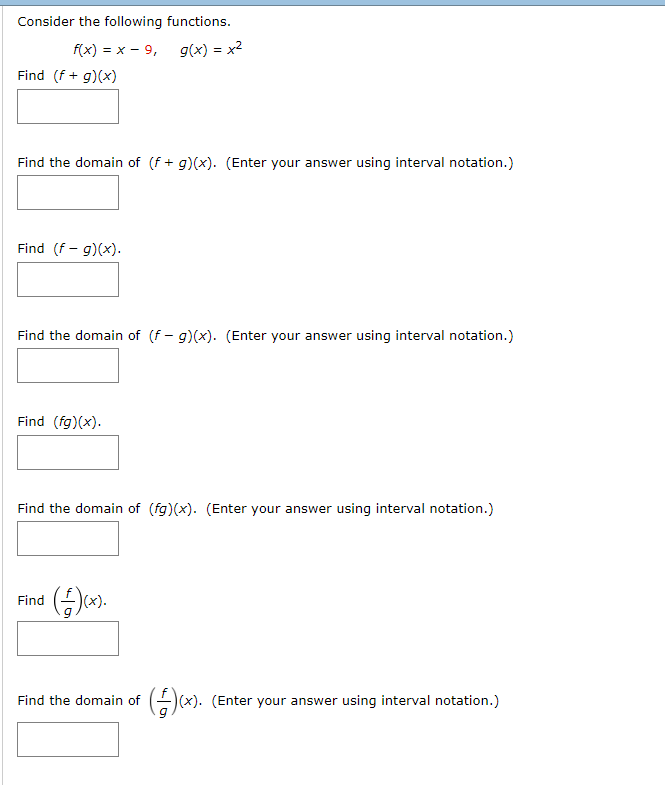 Solved Consider The Following Functions Find F G X Find